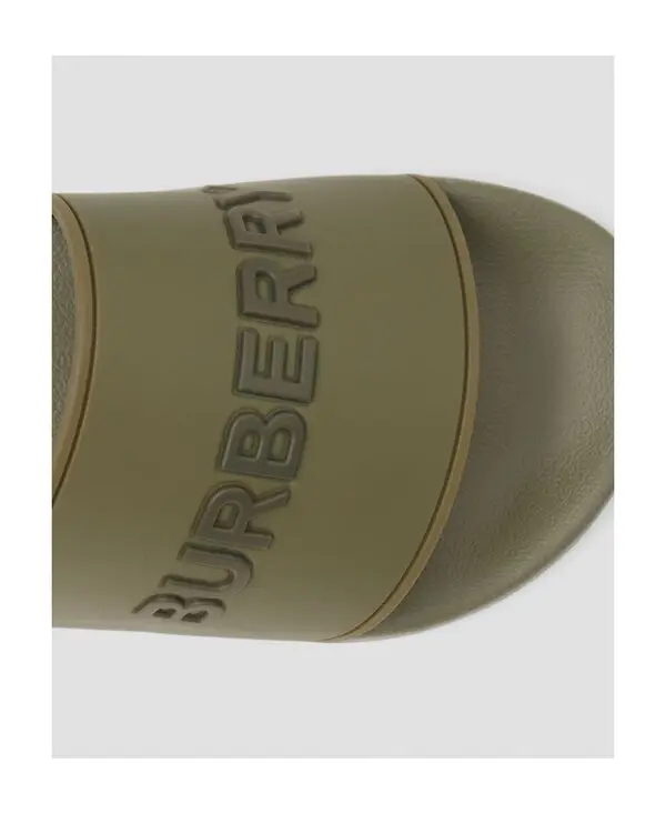 Burberry Logo Detail Two-tone Slides - Green