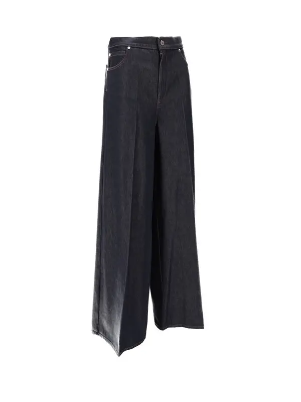 Max Mara Button Detailed Wide-leg Jeans - Blue