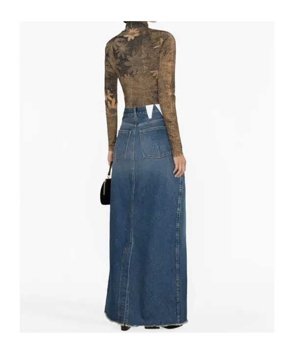 DARKPARK Distressed Denim Maxi Skirt - Blue