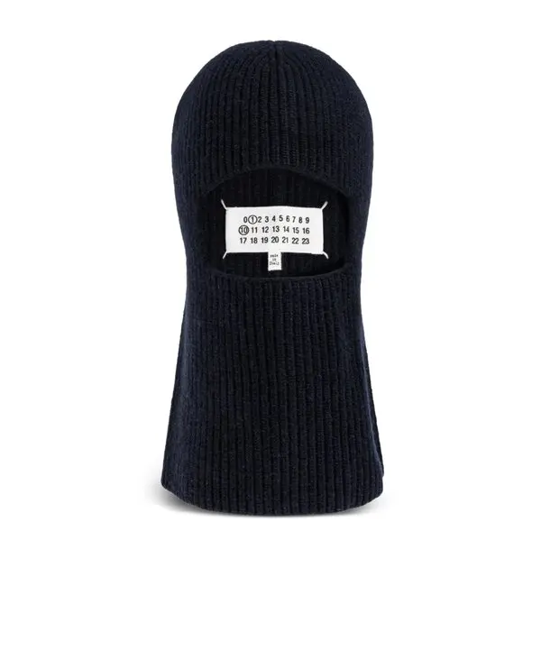 MAISON MARGIELA Numbers Patch Knitted Balaclava - Navy