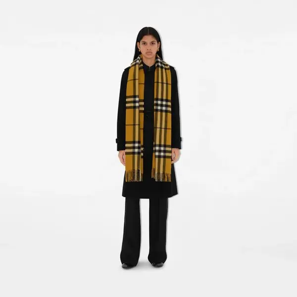 Burberry Checked Fringed-edge Scarf - Teak