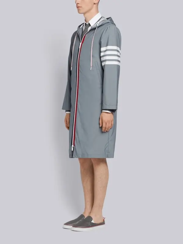 Thom Browne Striped Hooded Long Windbreaker