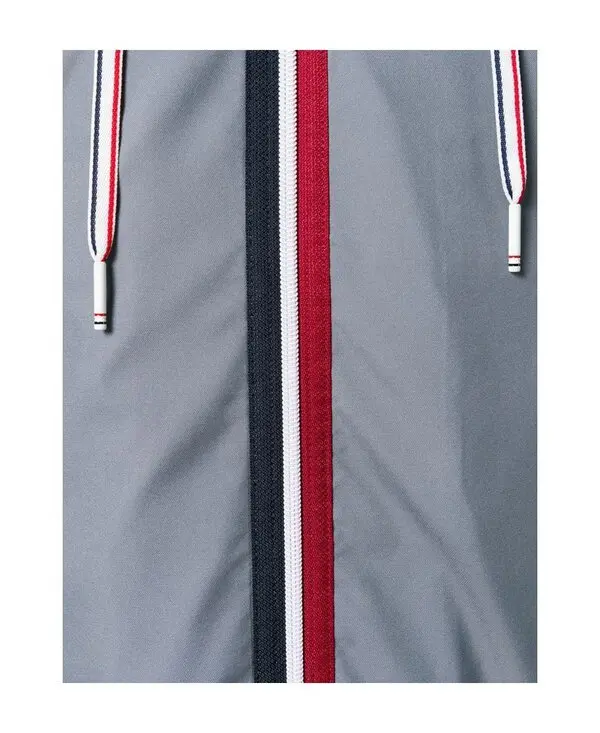 Thom Browne Striped Hooded Long Windbreaker