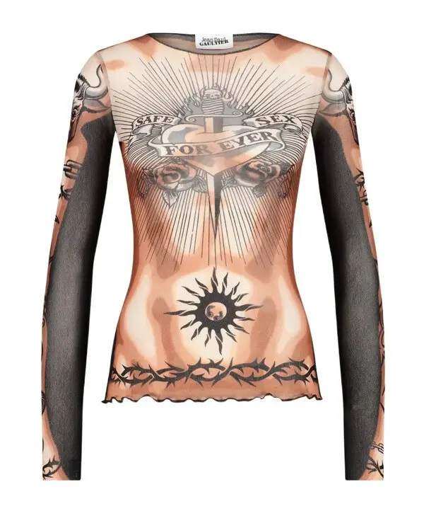 JEAN PAUL GAULTIER Tattoo Print Long-sleeved T-shirt