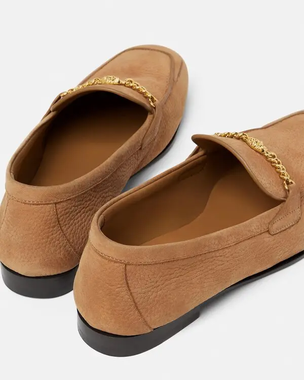 Versace Medusa Embellished Loafers - Caramel