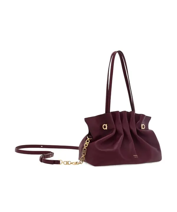 FERRAGAMO Soft Gancio Shoulder Bag - Plum