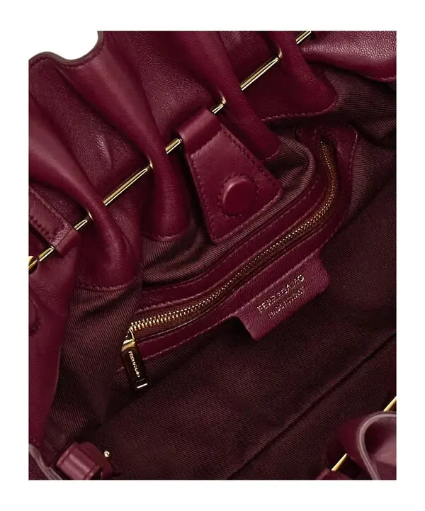 FERRAGAMO Soft Gancio Shoulder Bag - Plum