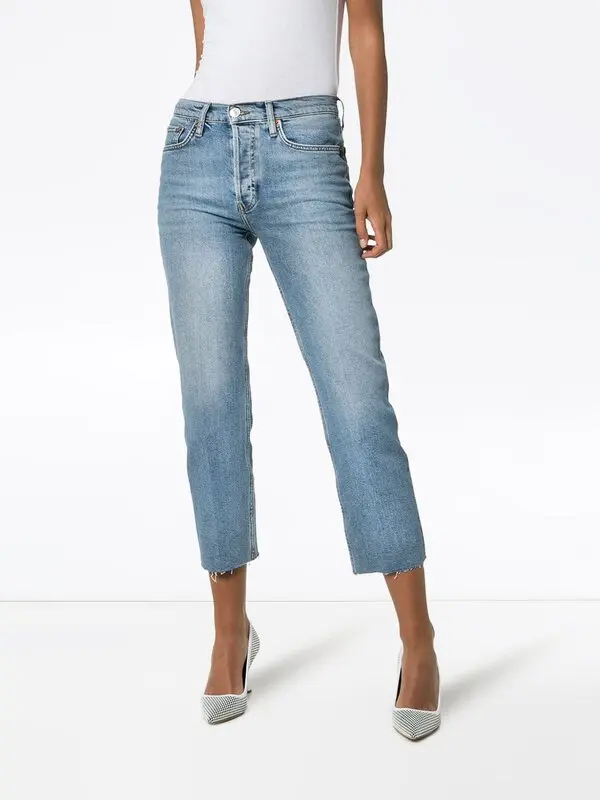 RE/DONE High-rise Stove Pipe Jeans - Blue