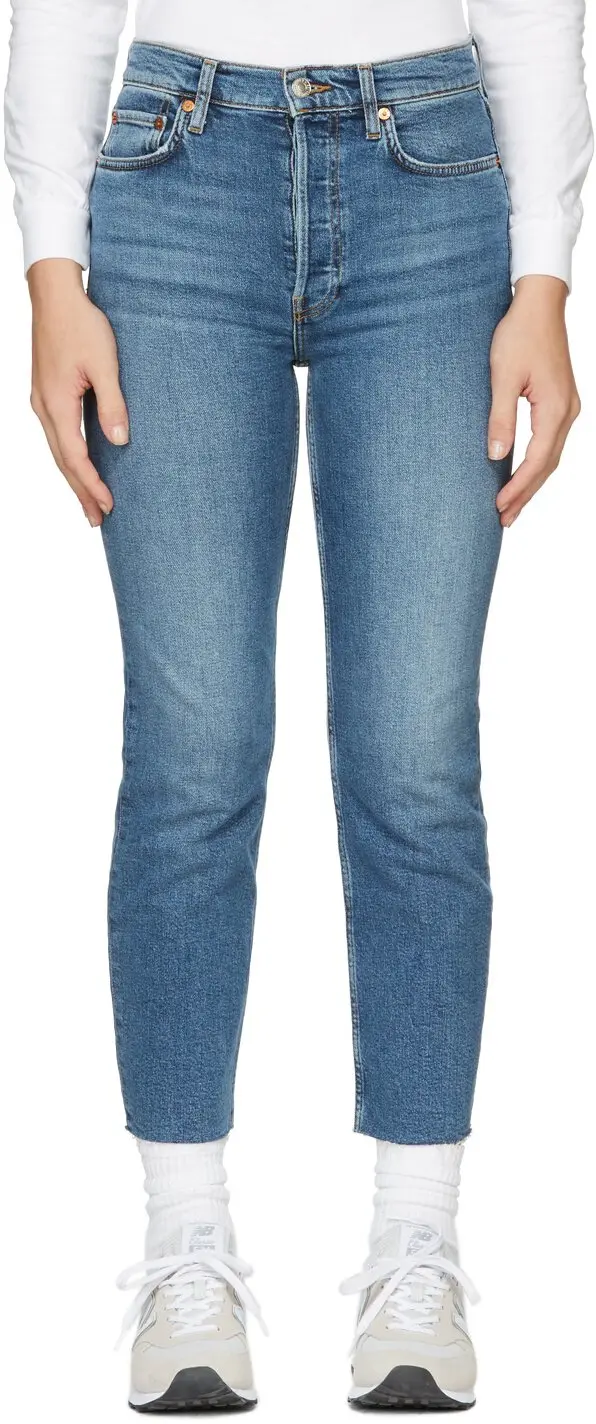 RE/DONE High-rise Stove Pipe Jeans - Blue