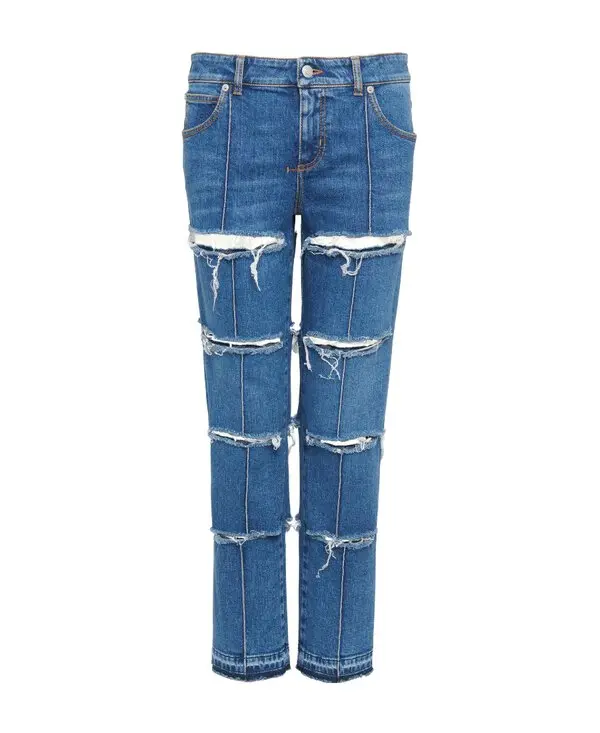 Alexander McQueen Straight-leg Distressed Jeans