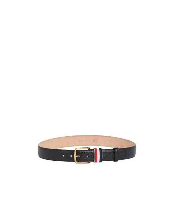 Thom Browne Striped Buckle Belt - Black