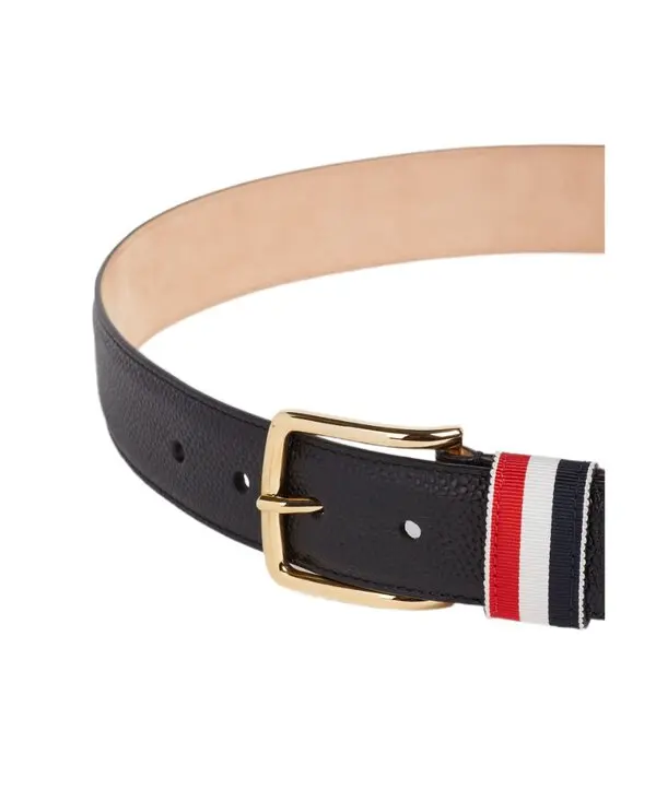 Thom Browne Striped Buckle Belt - Black