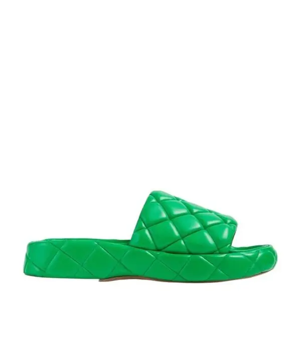 Bottega Veneta Quilted Open-toe Slides - Parrot Green