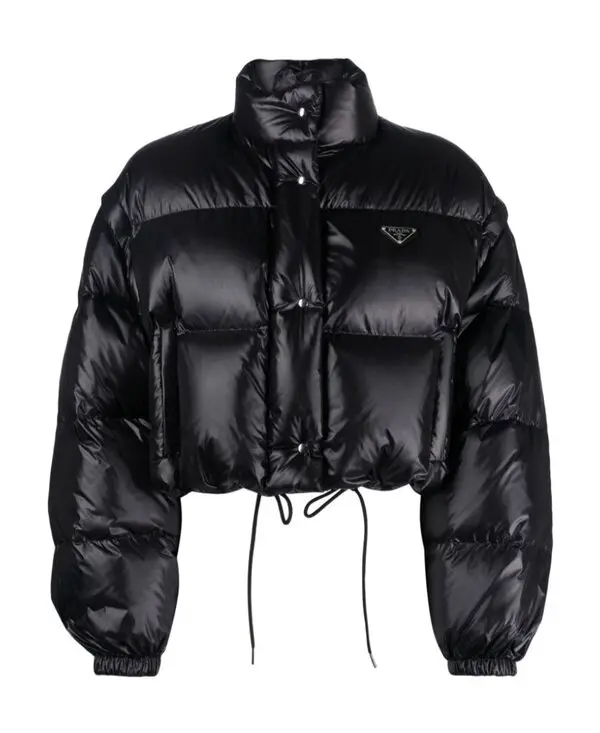 Prada Logo Plaque Detachable-sleeved Down Jacket - Black