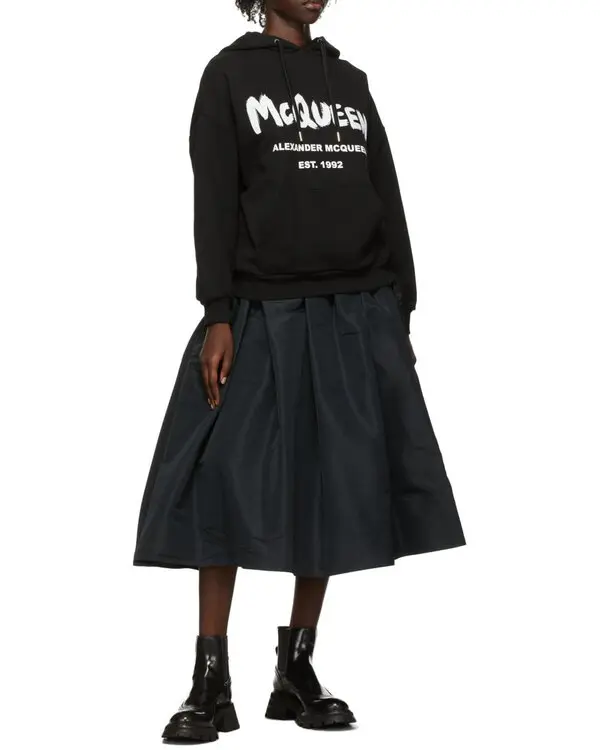 Alexander McQueen Graffiti Logo Printed Hoodie - Black