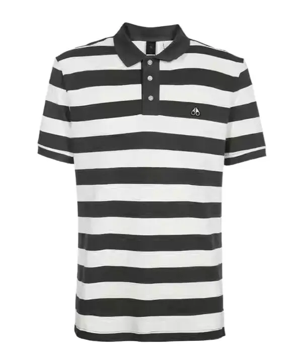 Moose Knuckles Stripe Print Polo Shirt
