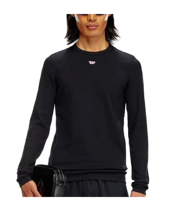 DIESEL® D-ribber-ls-n Logo Patch Knitted T-shirt