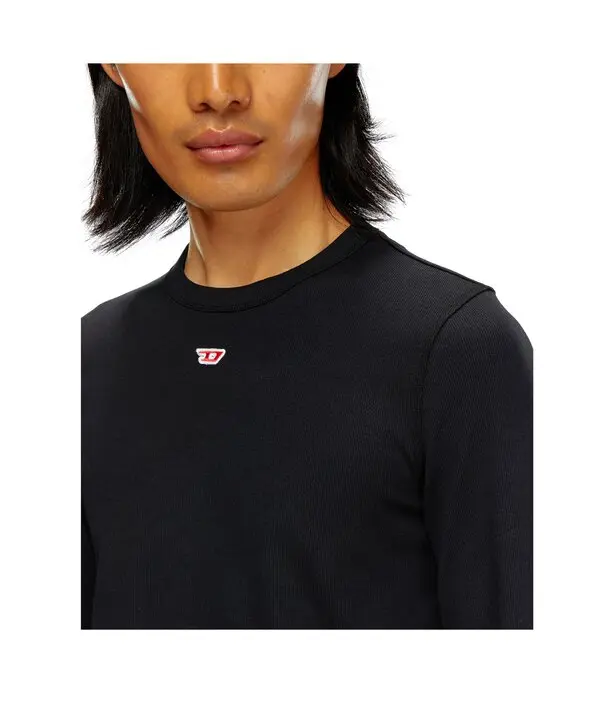 DIESEL® D-ribber-ls-n Logo Patch Knitted T-shirt