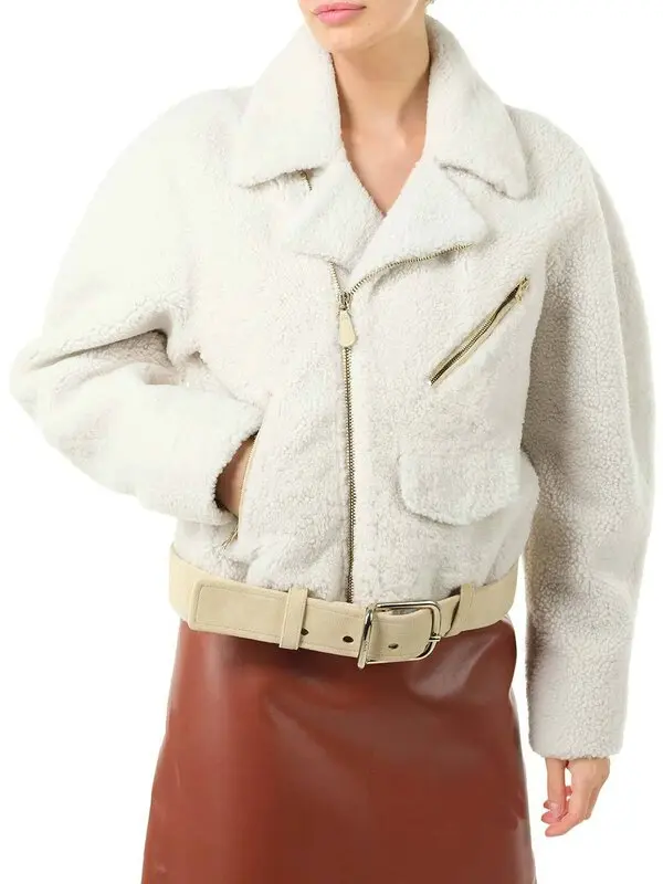 Chloé Shearling Biker Jacket - White