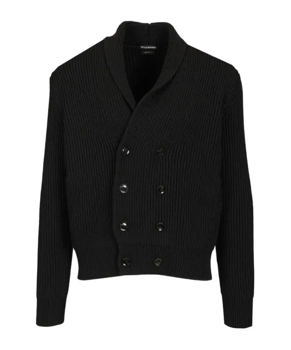 TOM FORD Shawl Collar Ribbed Knit Cardigan