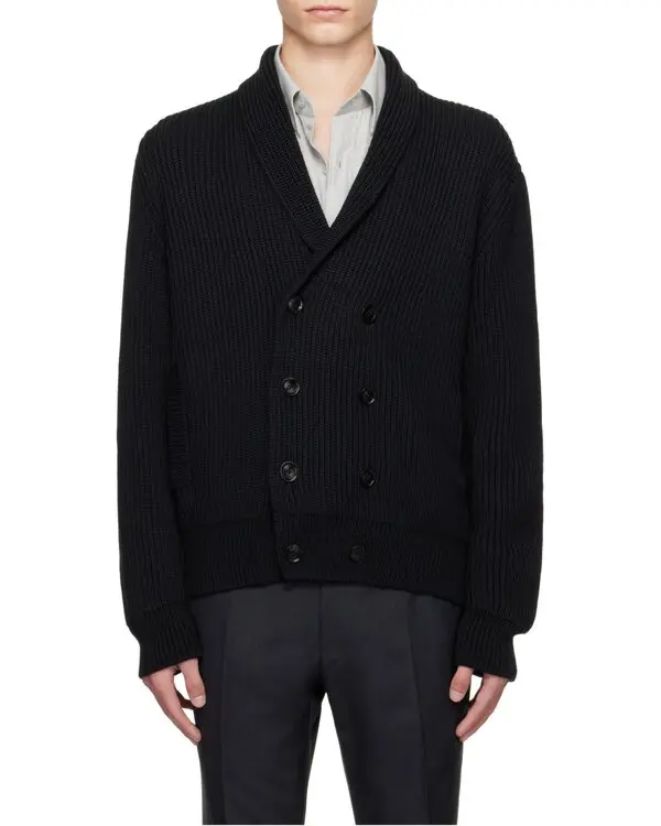 TOM FORD Shawl Collar Ribbed Knit Cardigan