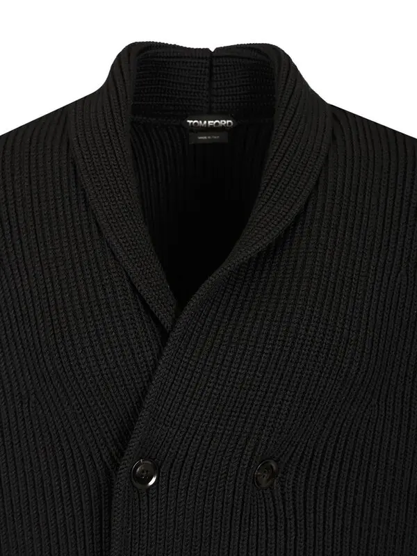 TOM FORD Shawl Collar Ribbed Knit Cardigan