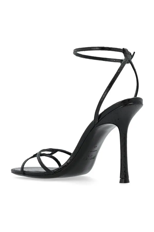 JIMMY CHOO Leo 100 Wrap Leather Sandals - Black
