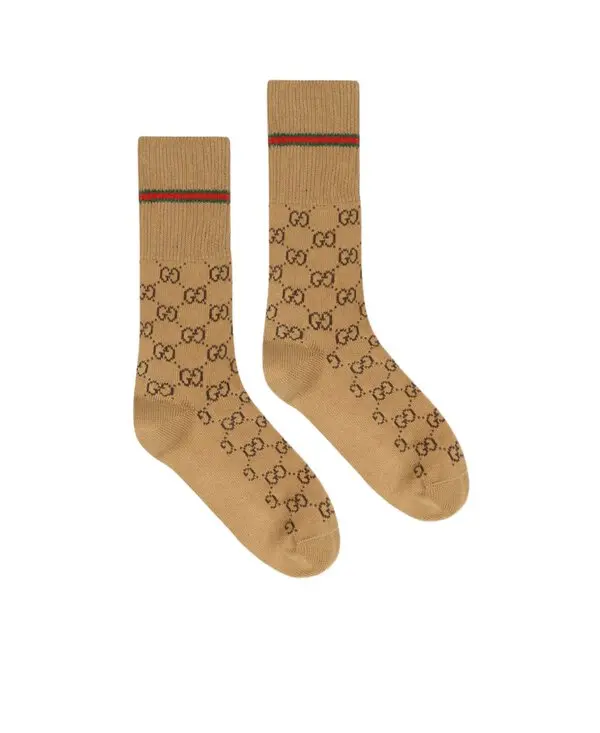 Gucci Gg Motif Socks - Nude