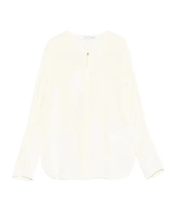 Max Mara Long Sleeve Top With Round Neck And Button Details