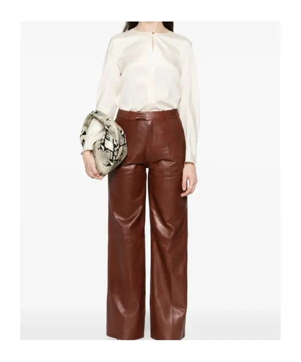 Max Mara Long Sleeve Top With Round Neck And Button Details