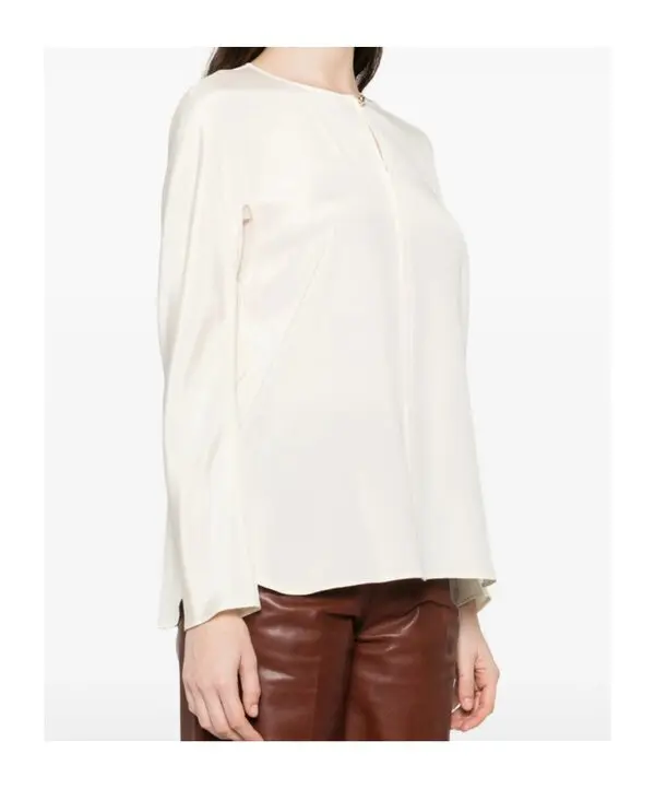 Max Mara Long Sleeve Top With Round Neck And Button Details