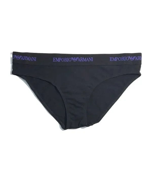 Emporio Armani Briefs With Logo Waistband - Black