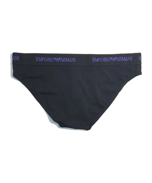 Emporio Armani Briefs With Logo Waistband - Black