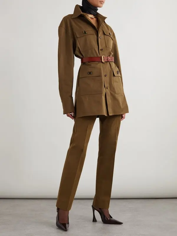 Saint Laurent Belted Buttoned Coat