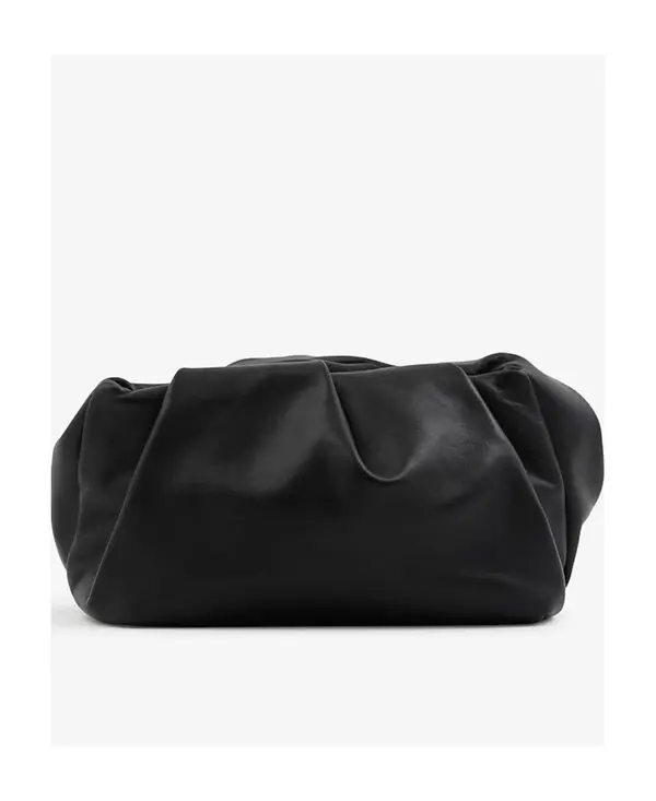 Burberry Slouch-body Ruched Clutch Bag With Rose Design - Black