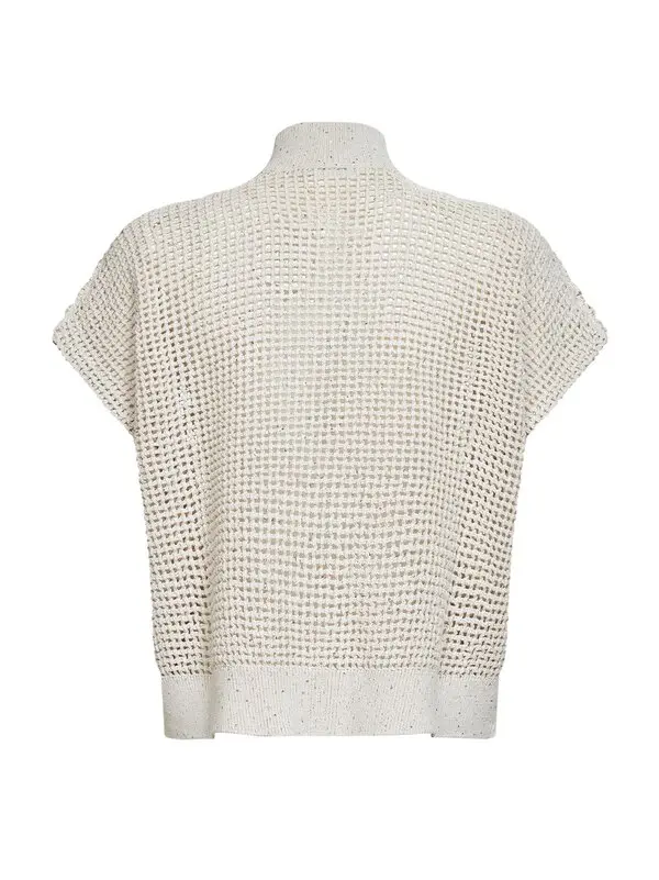 Brunello Cucinelli Mesh Knit Zip-up Cardigan - Oat