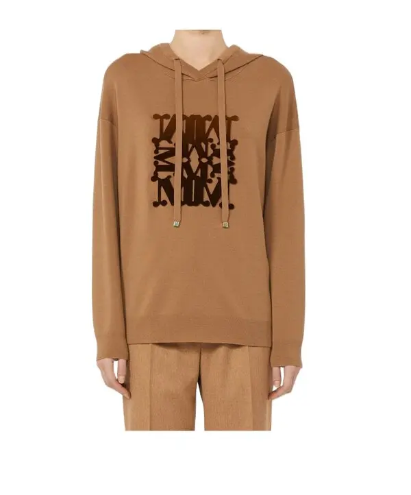 Max Mara Velvet Logo Hoodie - Brown