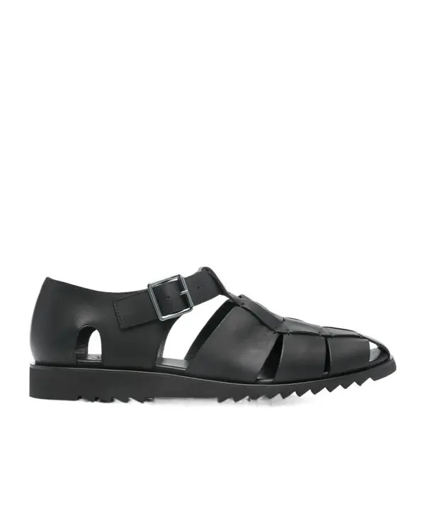 Paraboot Sandals With Side Buckle And Cutout Detail - Black
