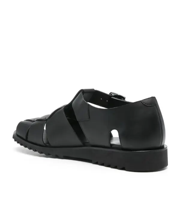 Paraboot Sandals With Side Buckle And Cutout Detail - Black