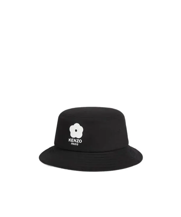 Kenzo Flower Logo Embroidered Bucket Hat - Black
