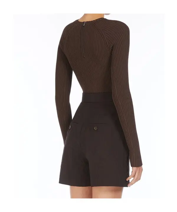 Max Mara Ribbed Long-sleeve Cut-out Top