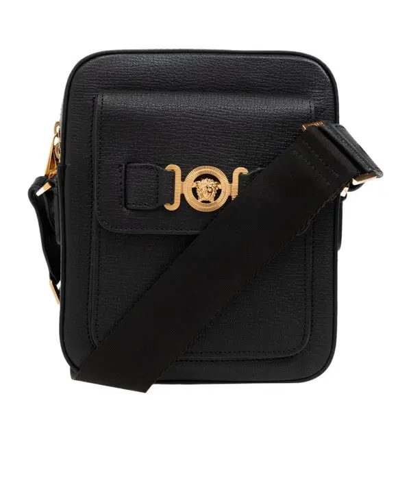 Versace Medusa Plaque Zipped Shoulder Bag - Black
