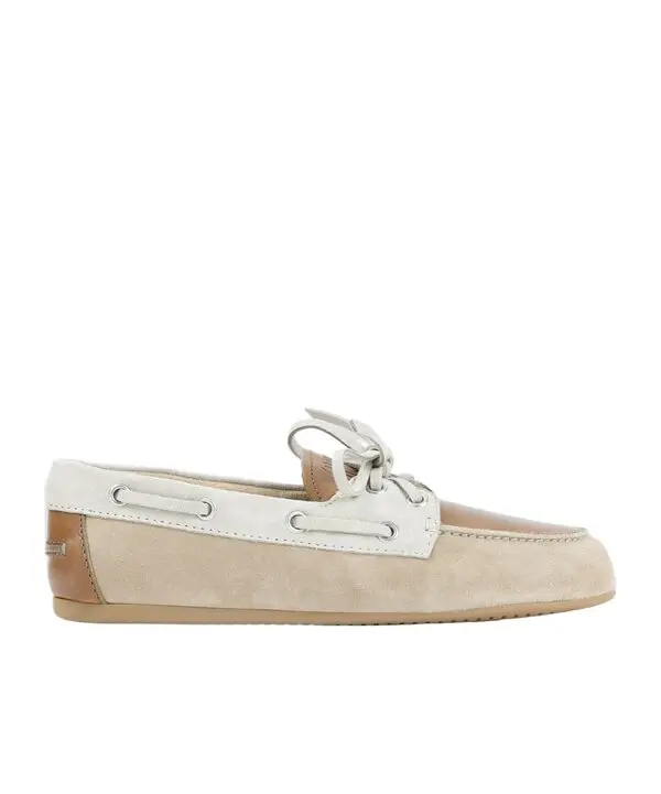 Miu Miu Lace-up Boat Flats - Nude