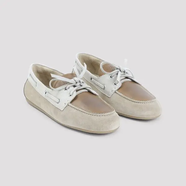 Miu Miu Lace-up Boat Flats - Nude
