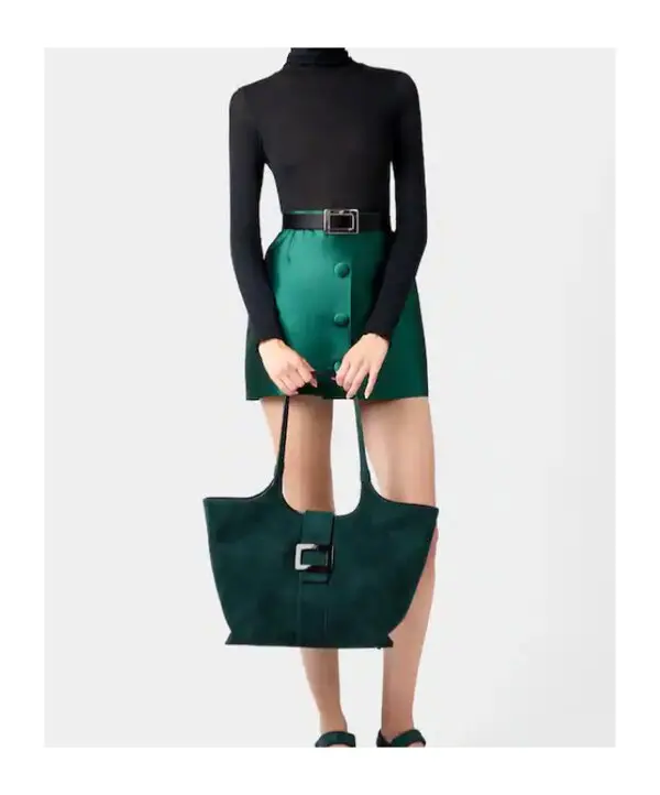 ROGER VIVIER Belle Vivier Medium Shopping Bag In Suede With Resin Buckle - Green