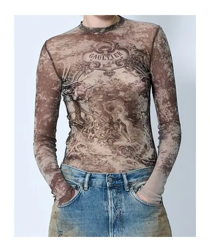 JEAN PAUL GAULTIER Graphic Medallion Mesh Top - Multicolor