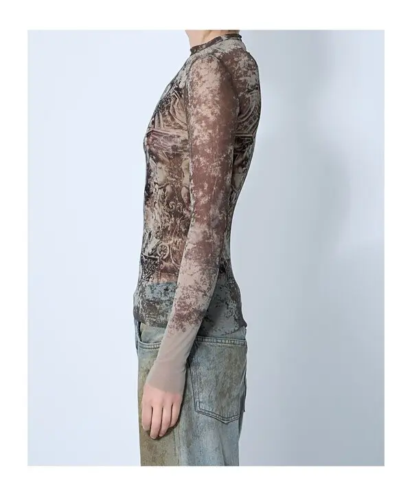 JEAN PAUL GAULTIER Graphic Medallion Mesh Top - Multicolor