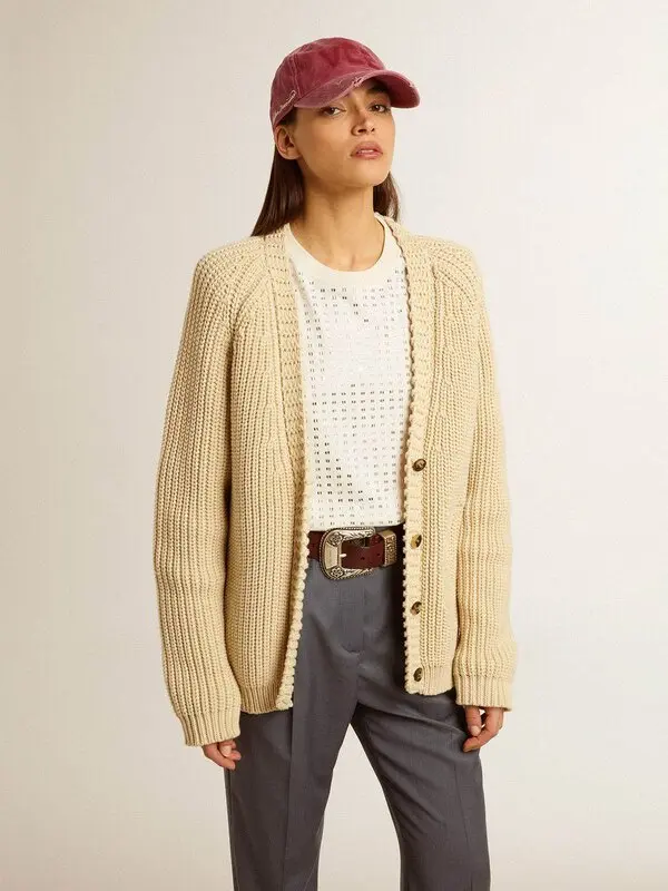 GOLDEN GOOSE Melody Chunky-knit Cardigan - Nude