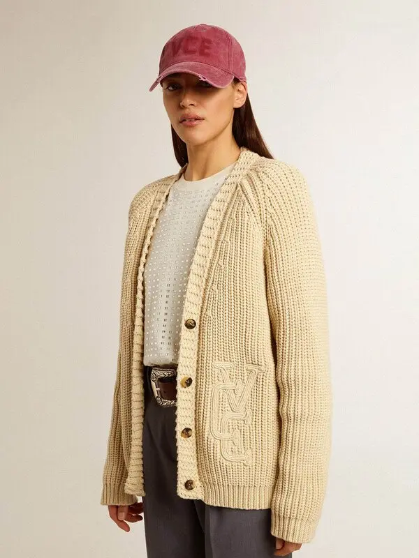 GOLDEN GOOSE Melody Chunky-knit Cardigan - Nude