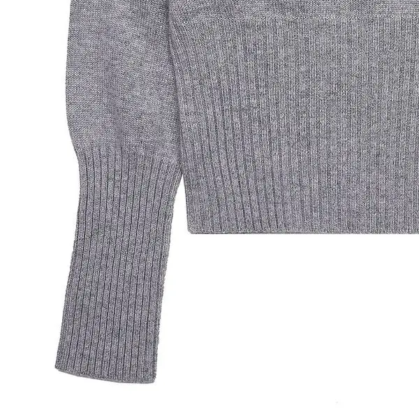 Max Mara High Neck Long Sleeve Jumper With Diamond Inlay - Light Grey